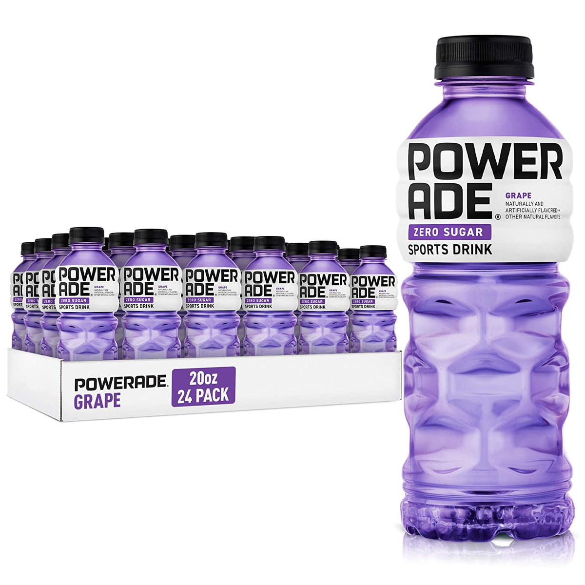 Powerade Zero Sugar Grape, 20 Oz. Bottles, 24 Pack