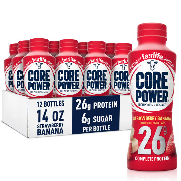 Core Power Strawberry Banana Protein Shake, 14 Oz. Bottles, 12 Pack