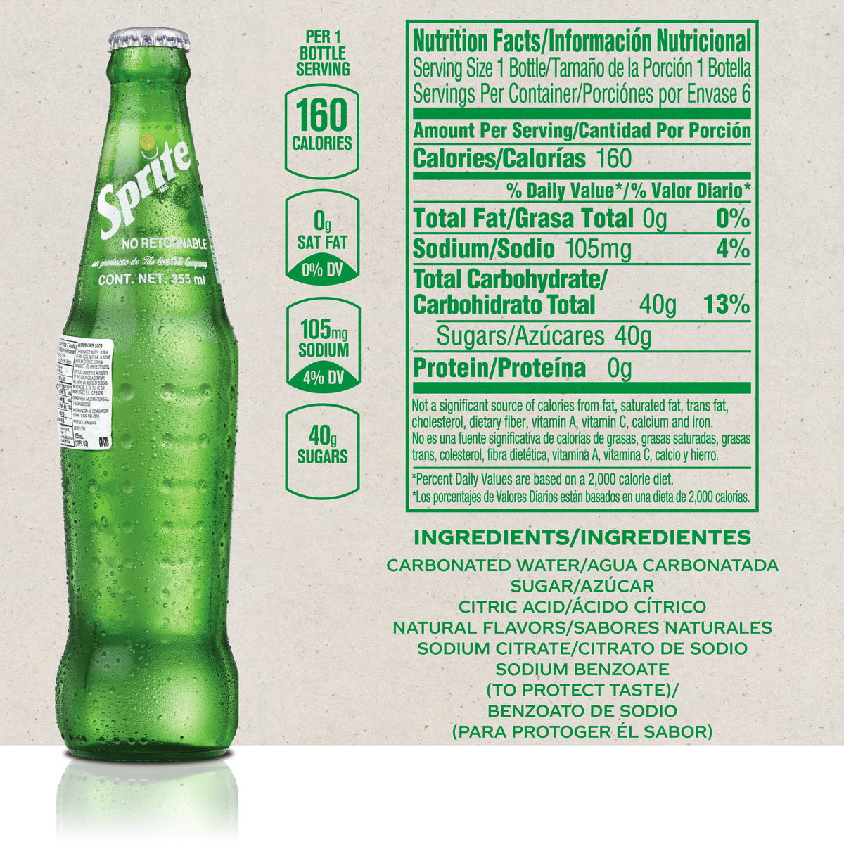 Mexican Sprite, 355 ml Bottles, 24 Pack