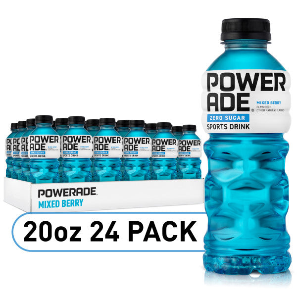 Powerade Zero Sugar Mixed Berry, 20 Oz. Bottles, 24 Pack